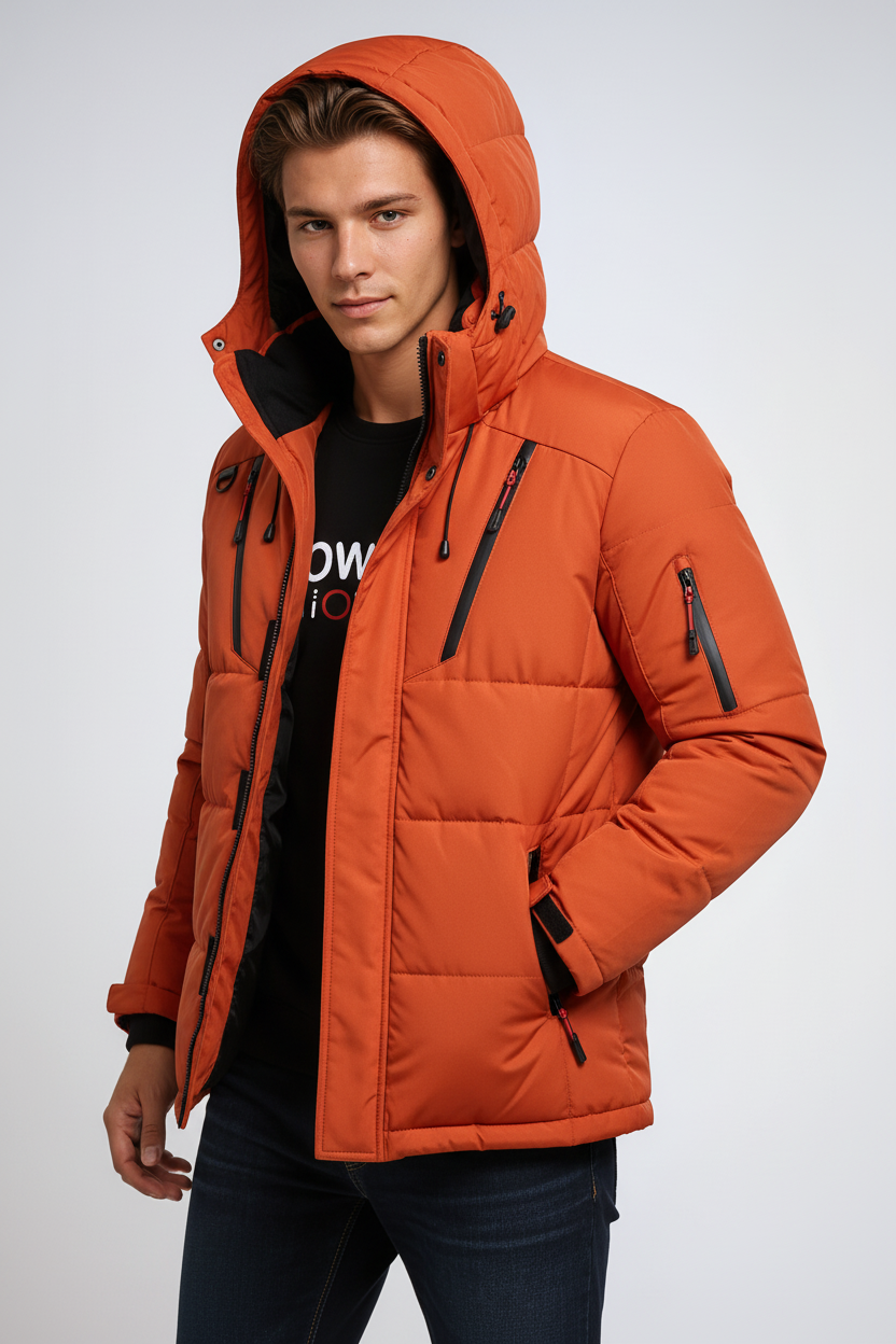 Men's Winter Jacket | Quilted with Hood and Warm Lining | Luzdu